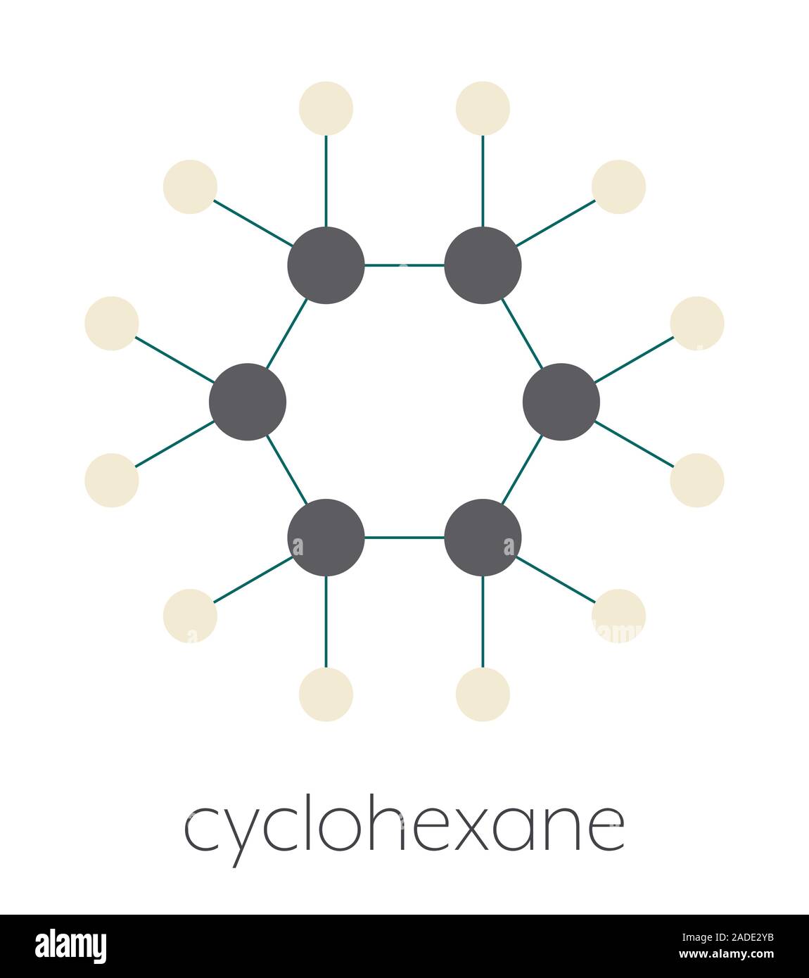 Cyclohexane chemical solvent molecule. Stylized skeletal formula ...