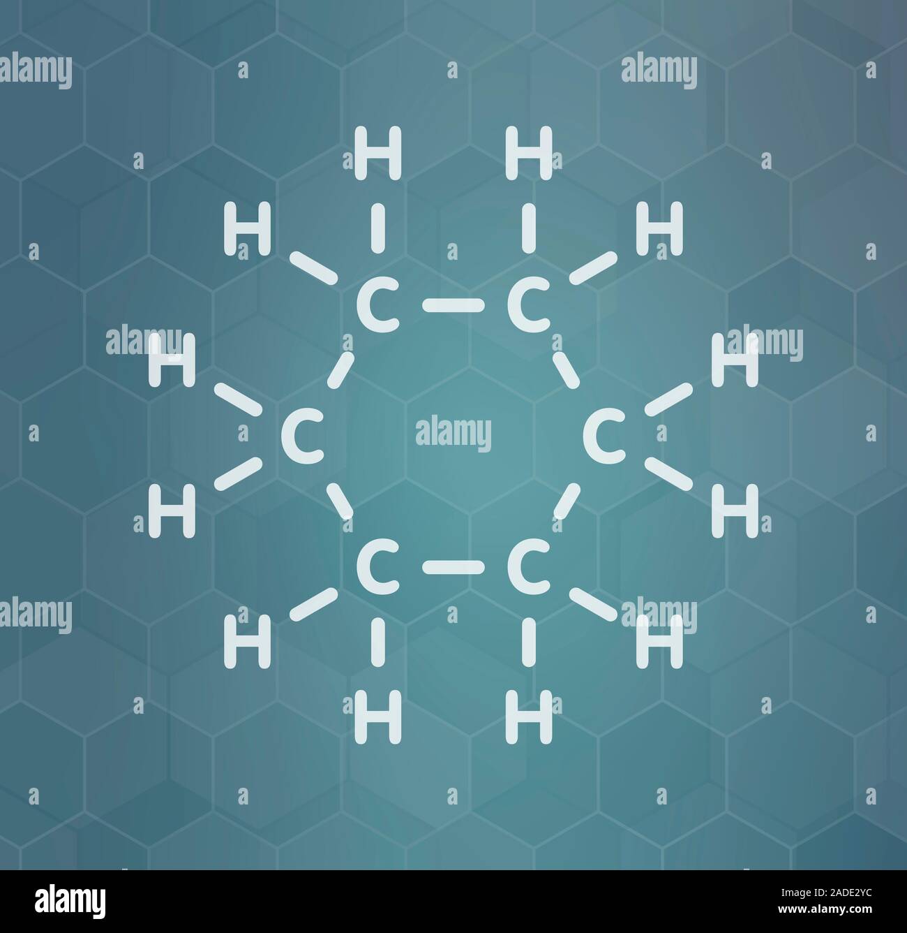 Cyclohexane chemical solvent molecule. White skeletal formula on dark ...