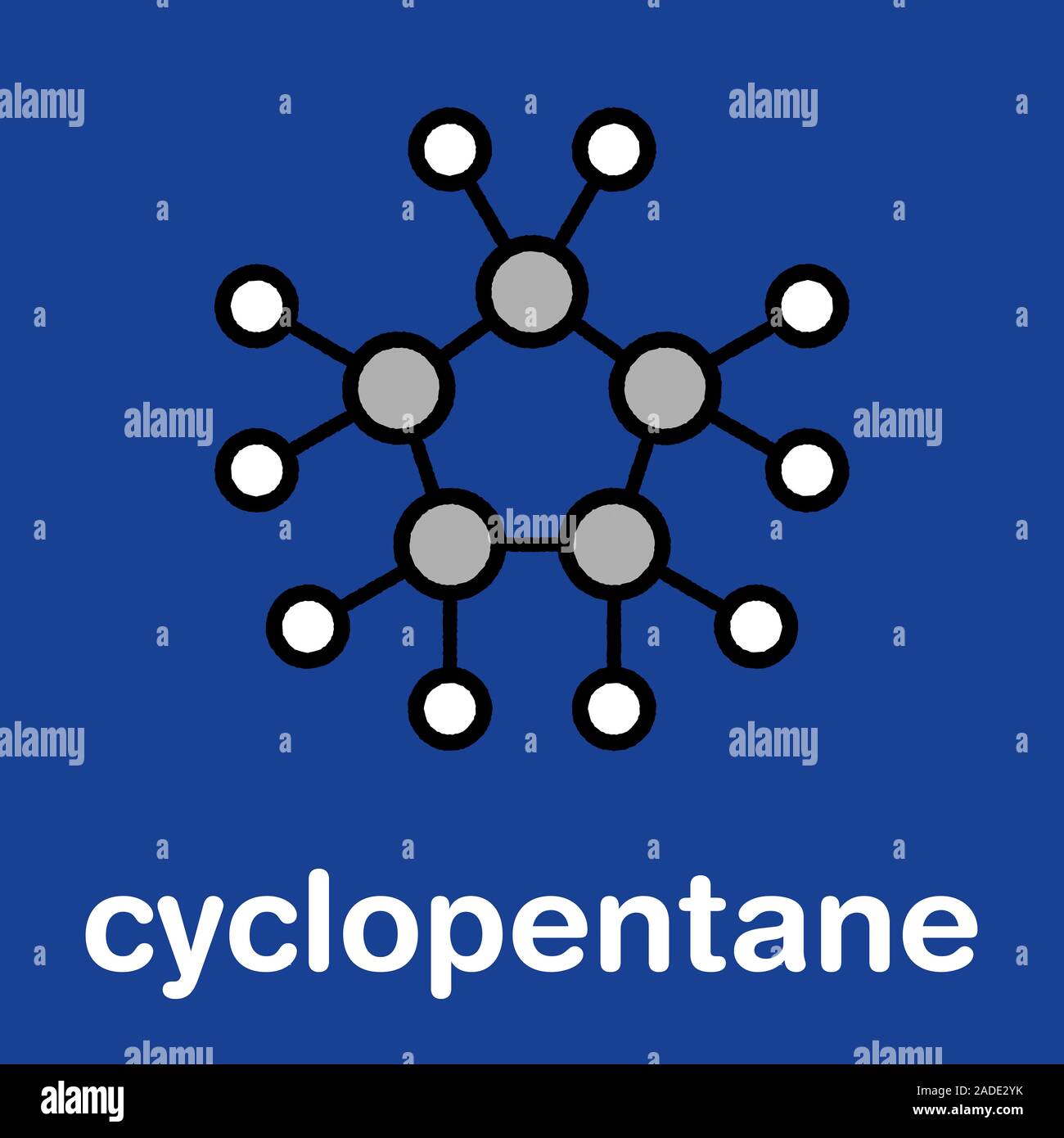 Cyclopentane cycloalkane molecule. Used in refrigerators and freezers ...