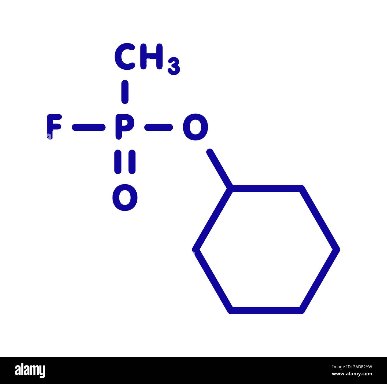Cyclosarin nerve agent molecule (chemical weapon). Blue skeletal ...