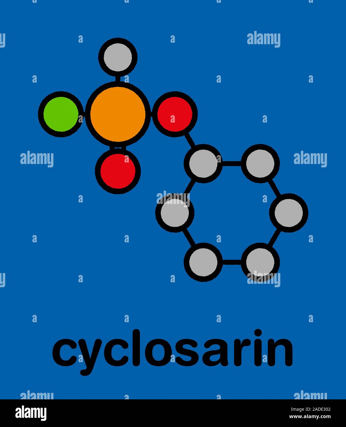 Cyclosarin nerve agent molecule (chemical weapon). Stylized skeletal ...