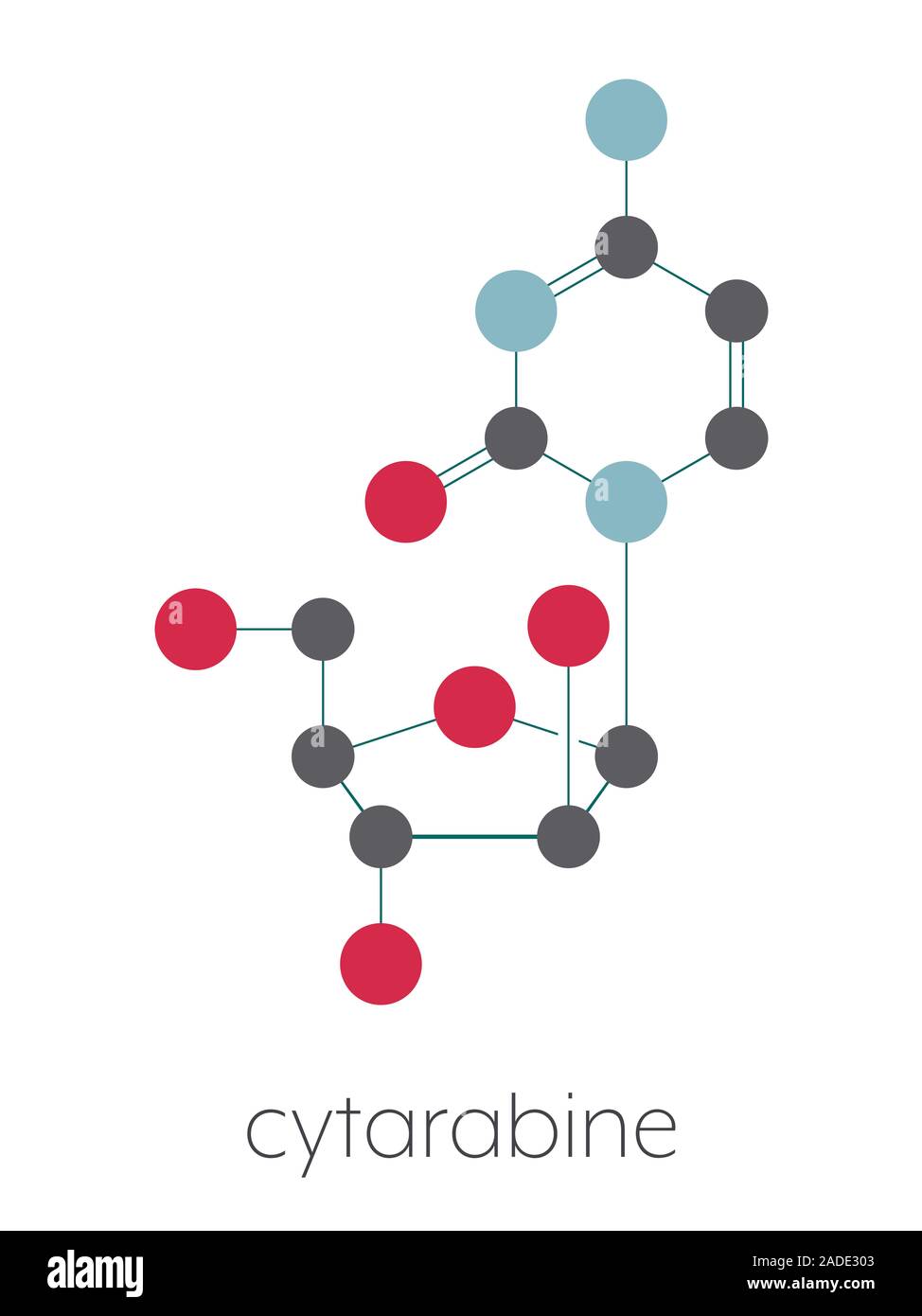 Cytarabine (cytosine arabinoside, Ara-C) chemotherapy drug molecule ...