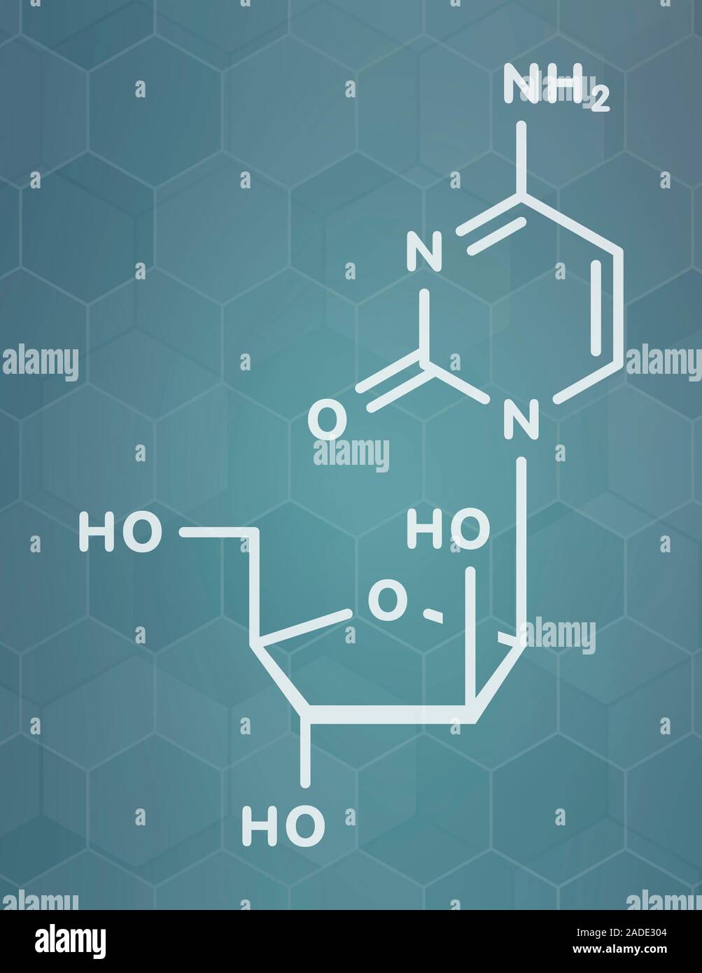 Cytarabine (cytosine arabinoside, Ara-C) chemotherapy drug molecule ...