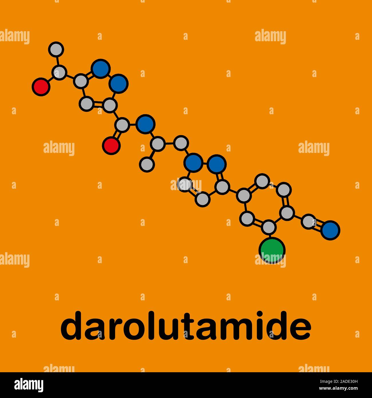 Darolutamide prostate cancer drug molecule. Stylized skeletal formula ...