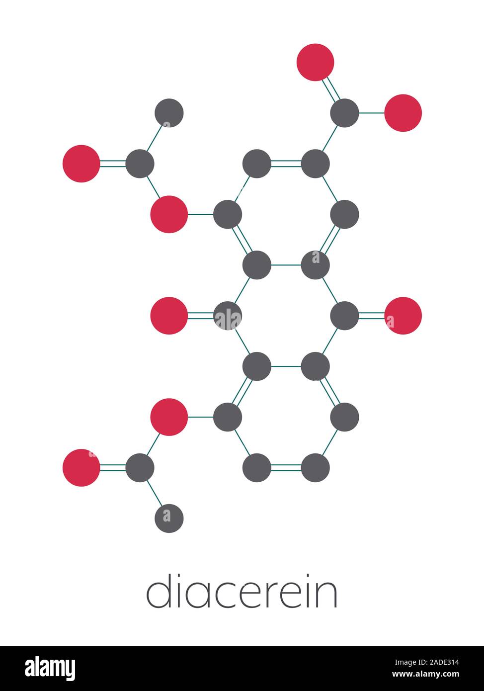 Diacerein drug molecule. Stylized skeletal formula (chemical structure ...