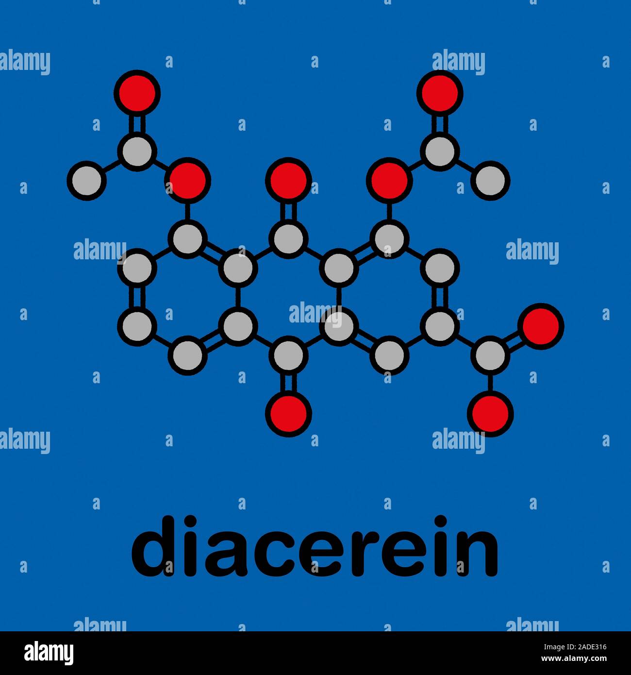 Diacerein drug molecule. Stylized skeletal formula (chemical structure ...