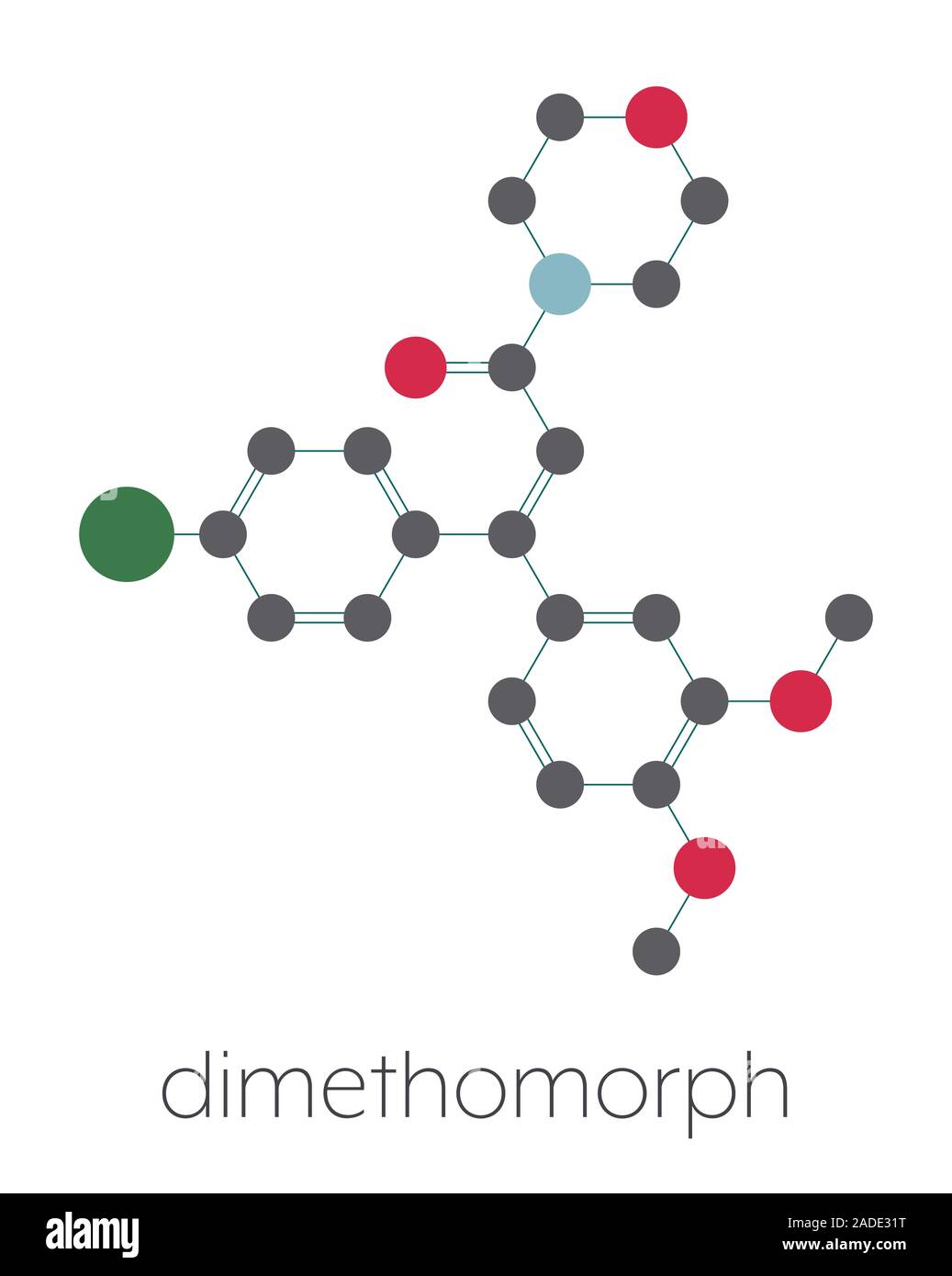 Dimethomorph fungicide molecule. Stylized skeletal formula (chemical ...