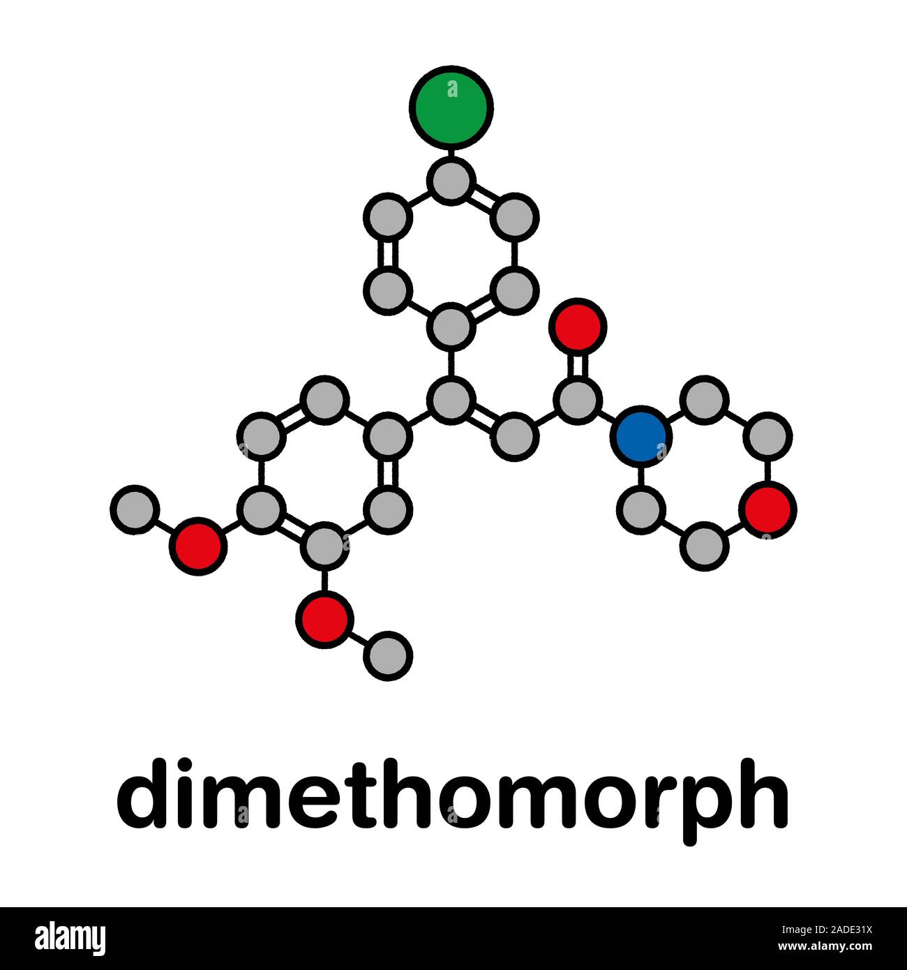Dimethomorph fungicide molecule. Stylized skeletal formula (chemical ...
