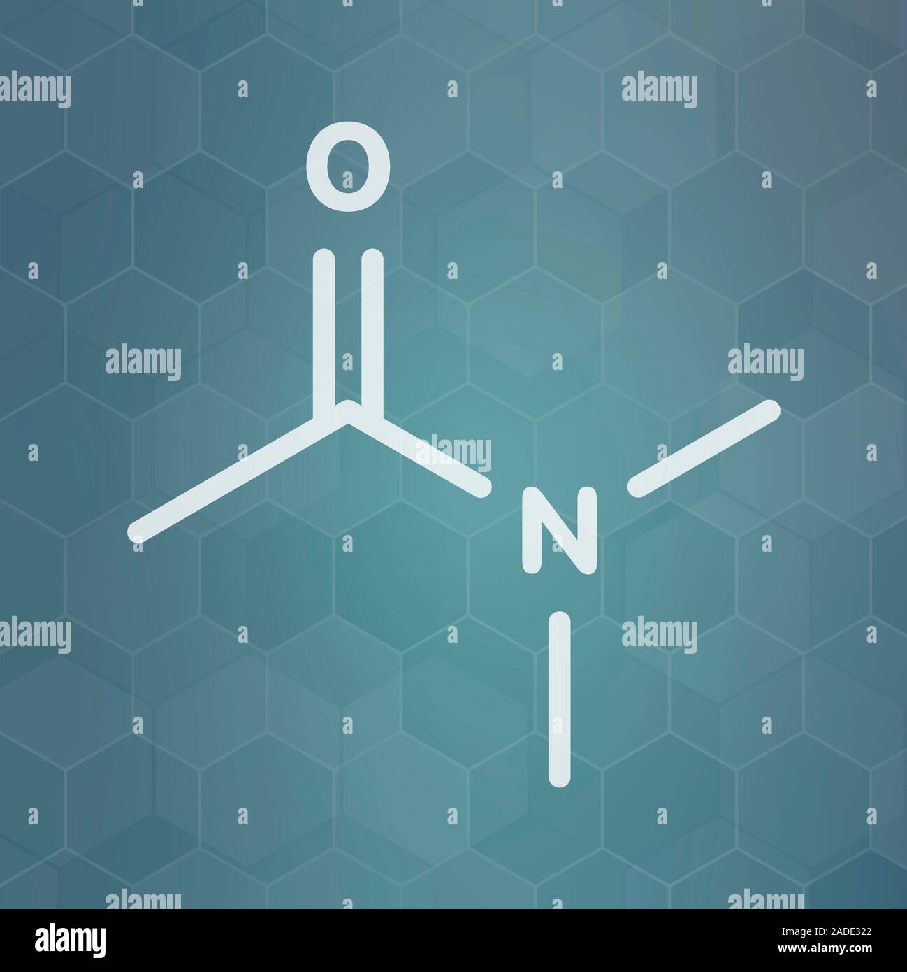 Dimethylacetamide (DMAc) chemical solvent molecule. White skeletal ...
