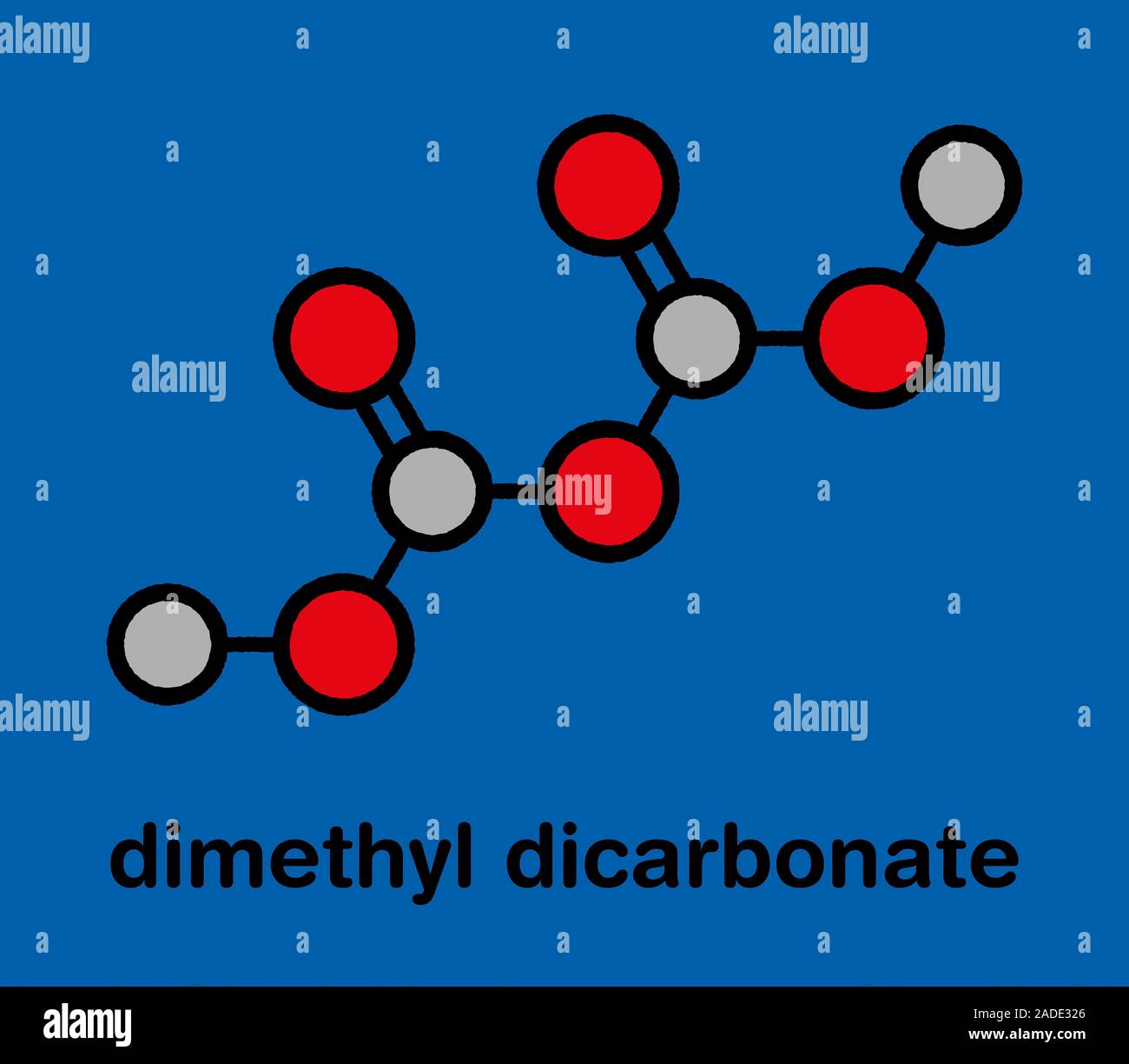 Dimethyl dicarbonate (DMDC) beverage preservative molecule. Additive ...