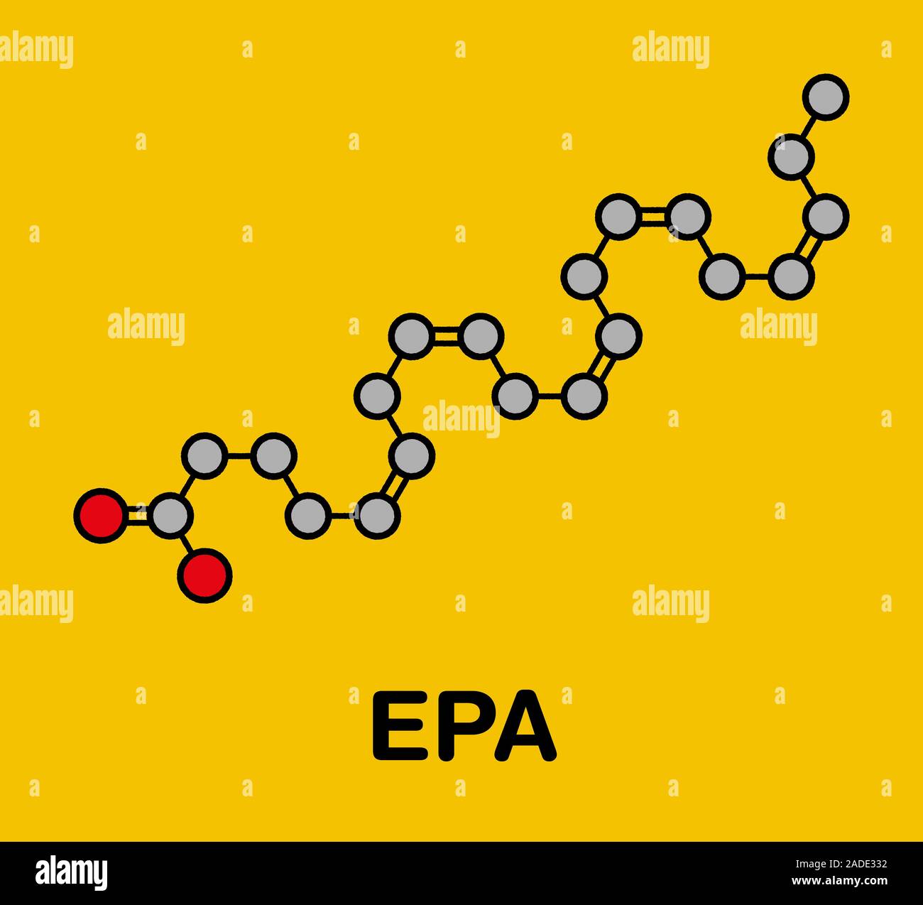 Eicasapentaenoic acid (EPA, timnodonic acid) molecule. Polyunsaturated ...
