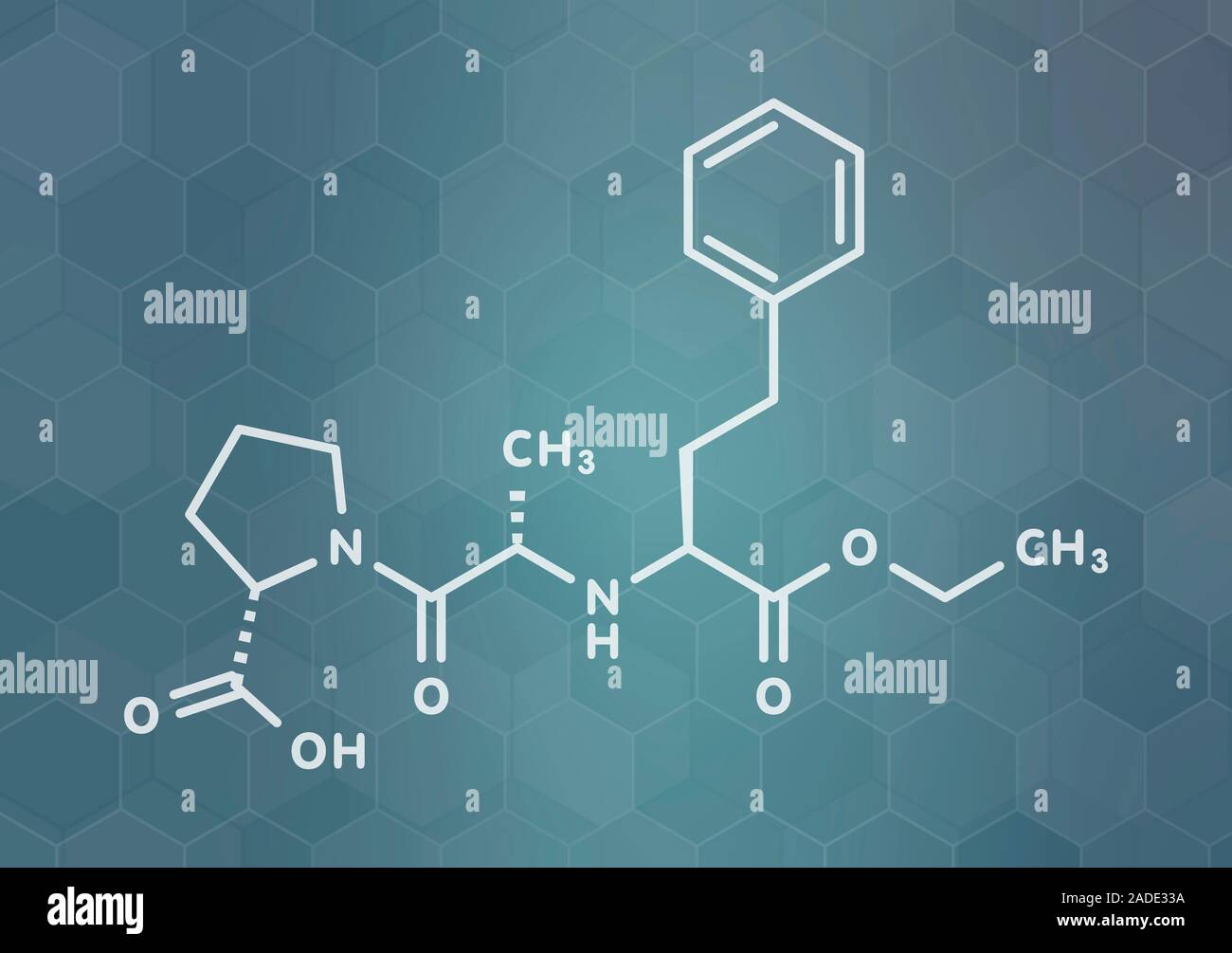 Enalapril high blood pressure drug molecule. Angiotensin Converting ...