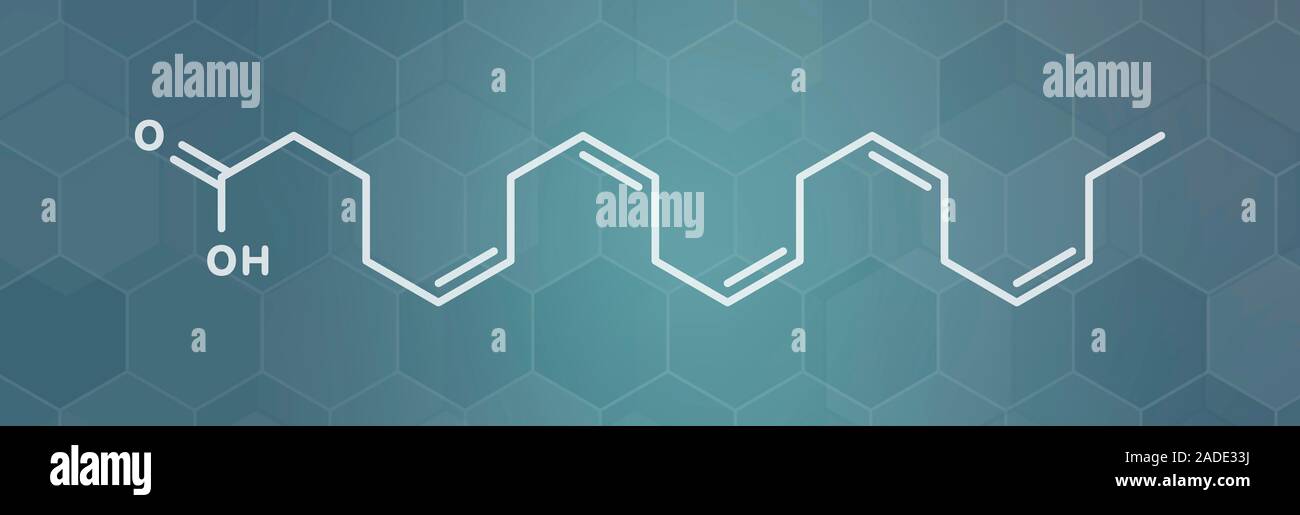 Eicasapentaenoic acid (EPA, timnodonic acid) molecule. Polyunsaturated ...