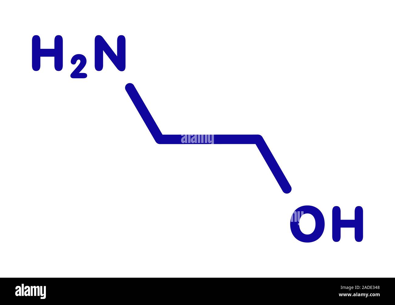 Ethanolamine (2-aminoethanol) molecule. Blue skeletal formula on white background Stock Photo ...