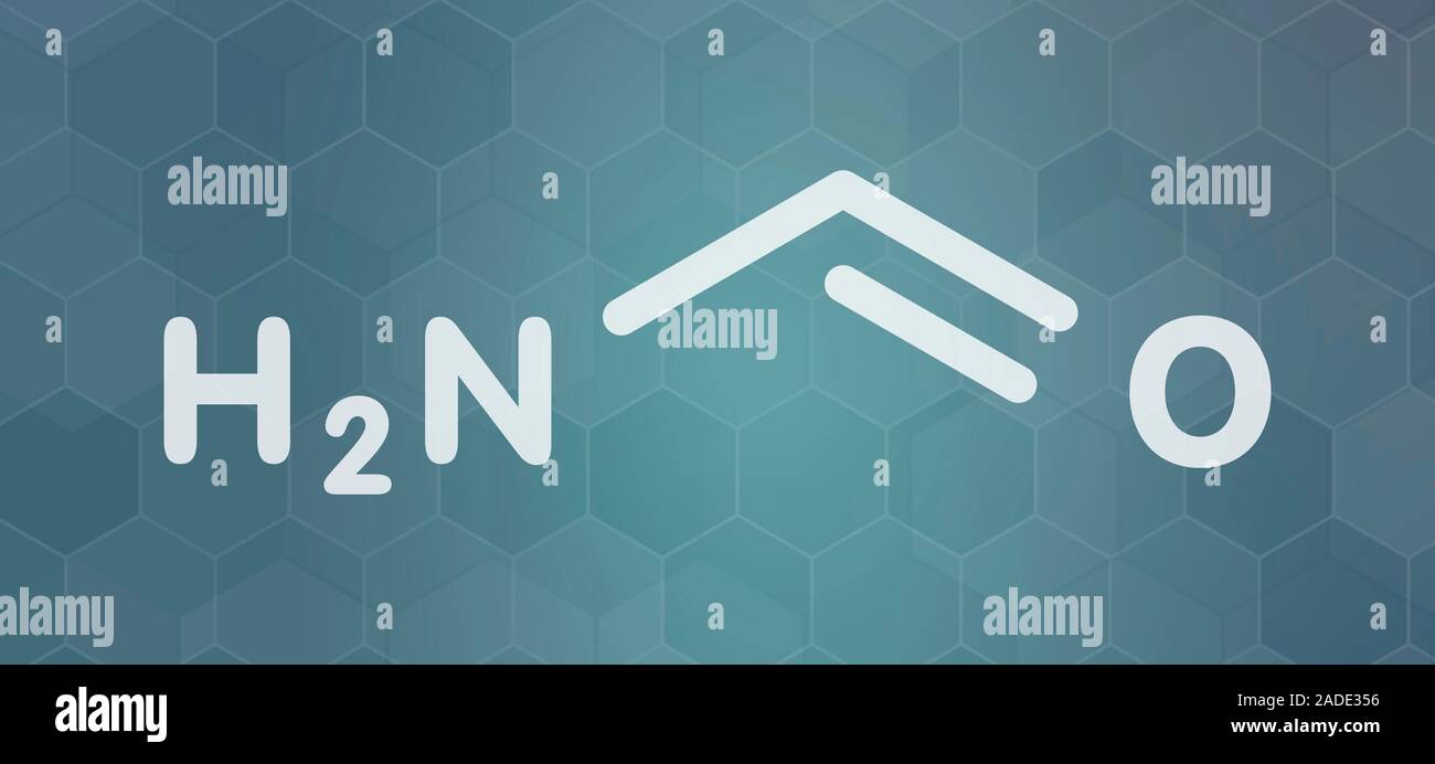 Formamide (methanamide) solvent molecule. Solution in water known as ...