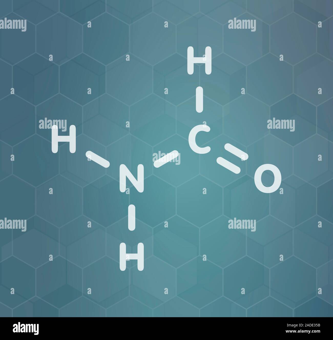 Formamide (methanamide) solvent molecule. Solution in water known as ...
