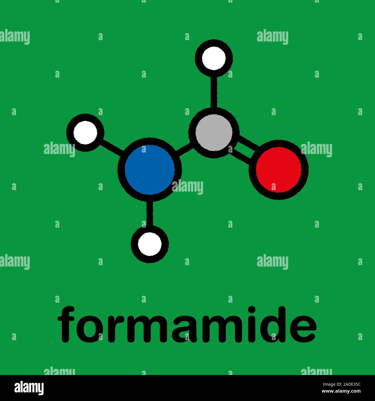 Formamide (methanamide) solvent molecule. Solution in water known as ...