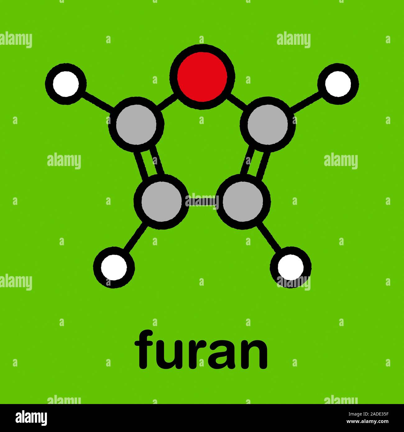 Furan heterocyclic aromatic molecule. Stylized skeletal formula ...