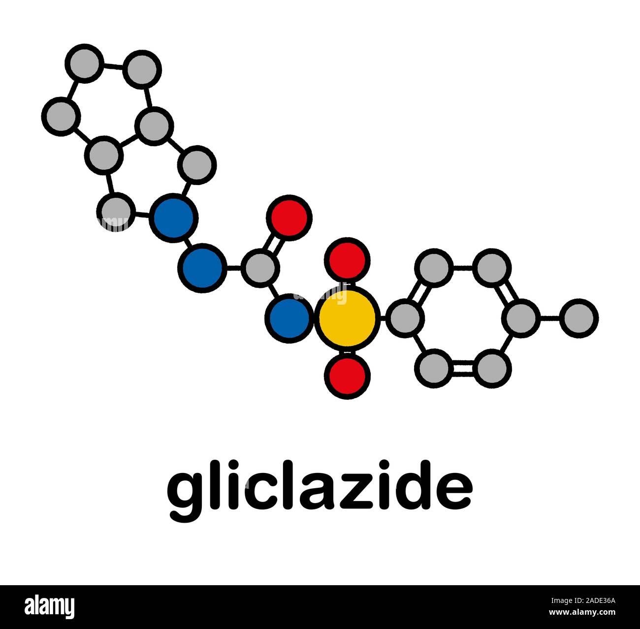 Gliclazide diabetes drug molecule. Sulfonylurea class anti-diabetic ...