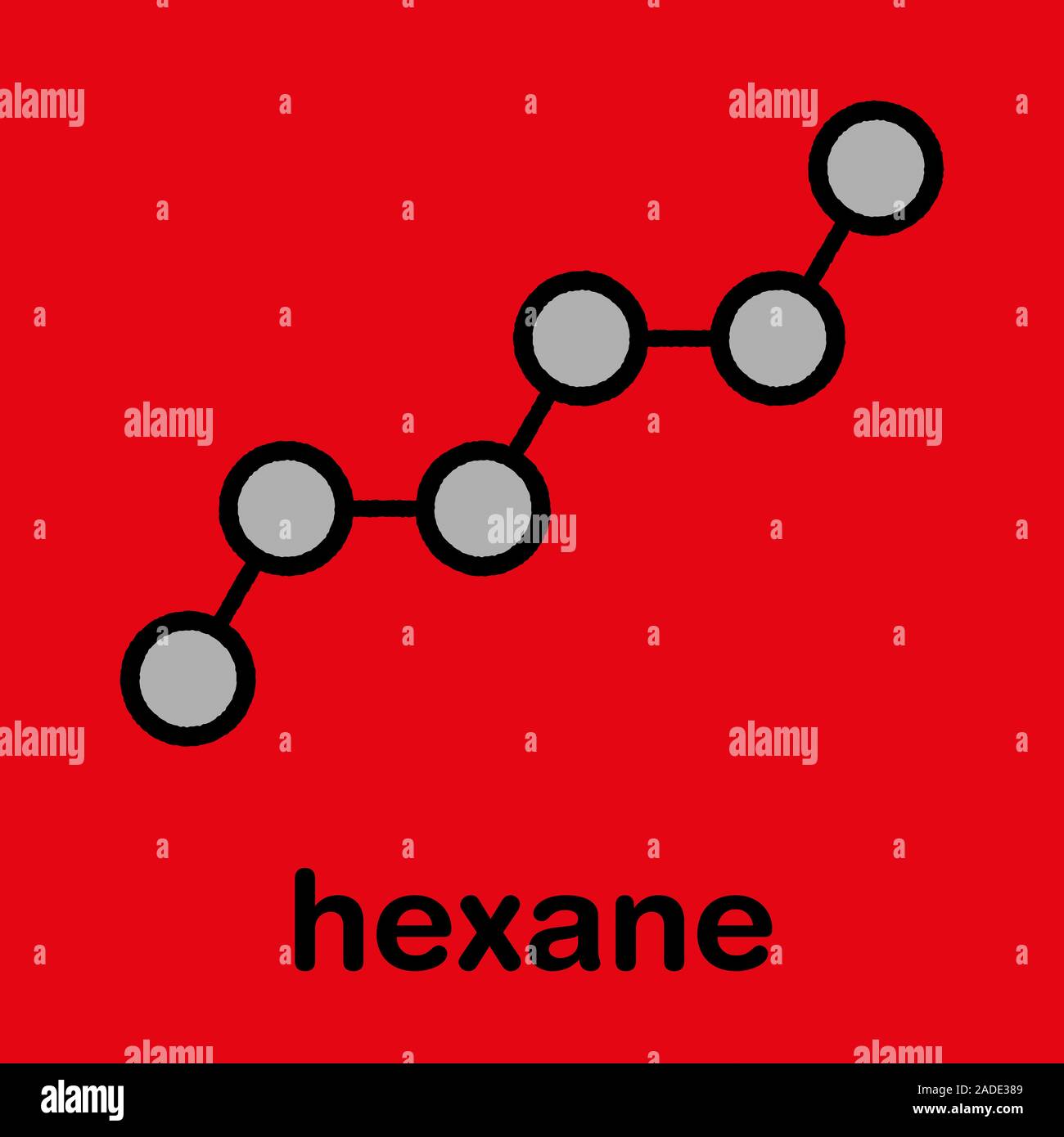 Hexane (n-hexane) alkane molecule. Stylized skeletal formula (chemical ...