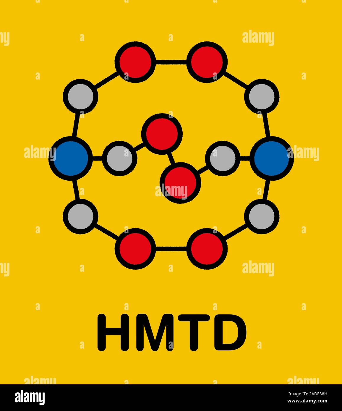 Hexamethylene triperoxide diamine (HMTD) explosive molecule. Stylized ...