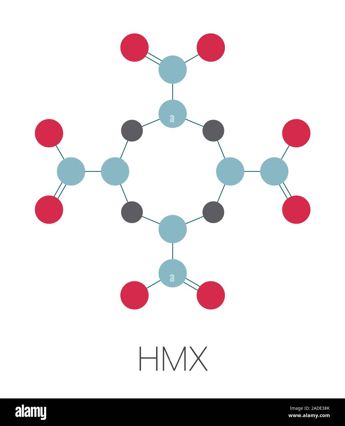 HMX (octogen) explosive molecule. Stylized skeletal formula (chemical ...