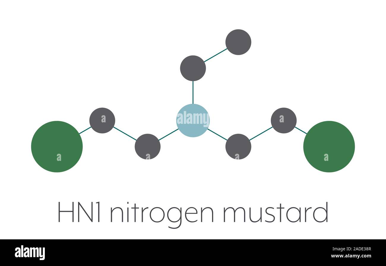 HN1 nitrogen mustard molecule. Stylized skeletal formula (chemical ...