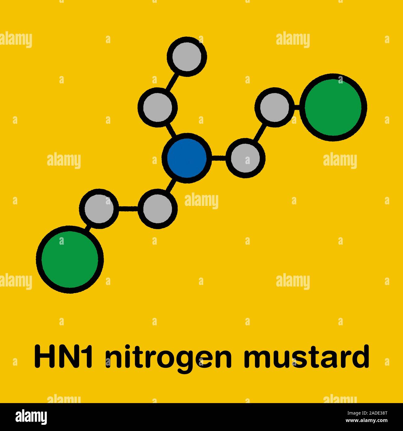 HN1 nitrogen mustard molecule. Stylized skeletal formula (chemical ...