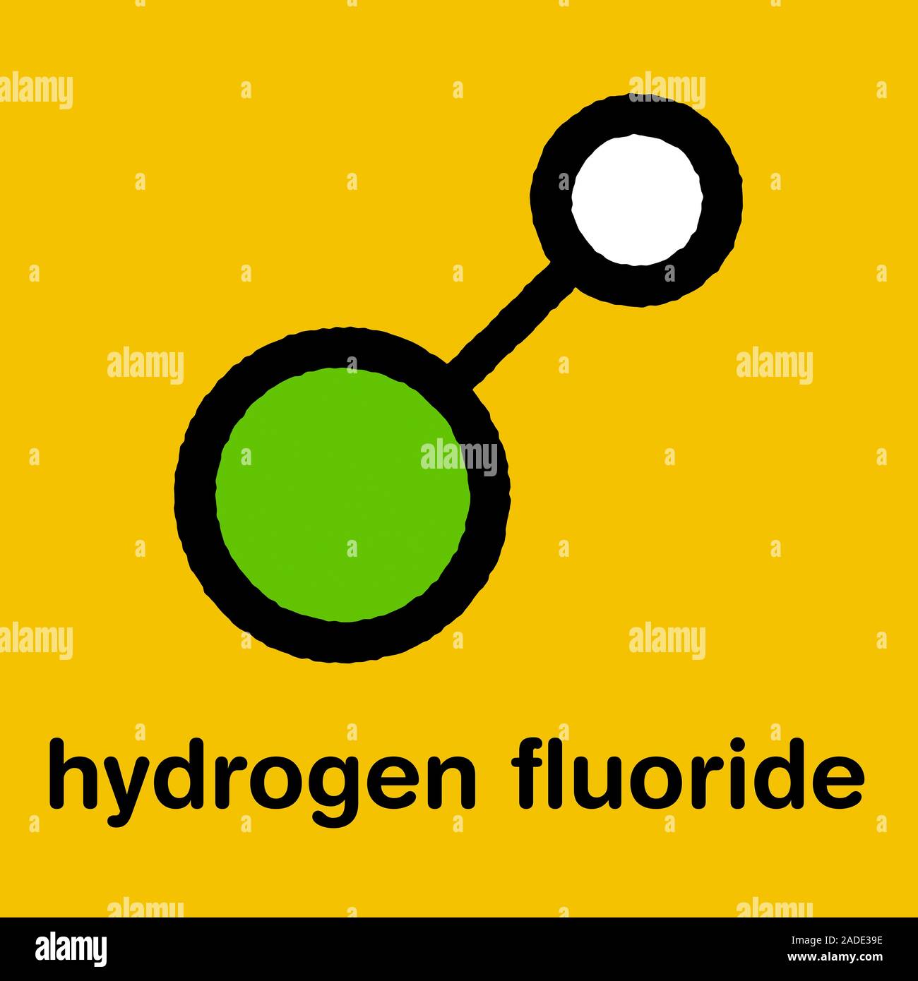Hydrogen fluoride (HF) molecule. Stylized skeletal formula (chemical ...