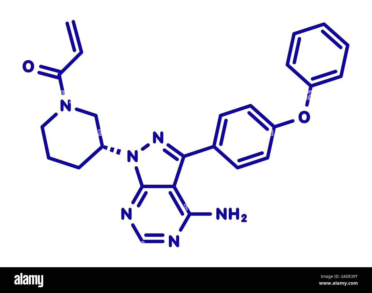 Ibrutinib cancer drug molecule. Used in treatment of mantle cell ...