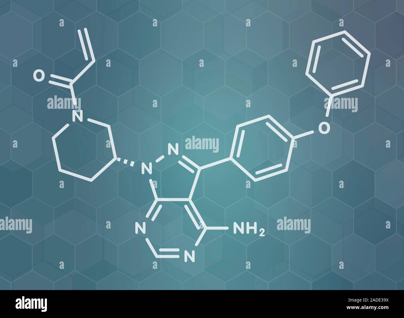 Ibrutinib cancer drug molecule. Used in treatment of mantle cell ...
