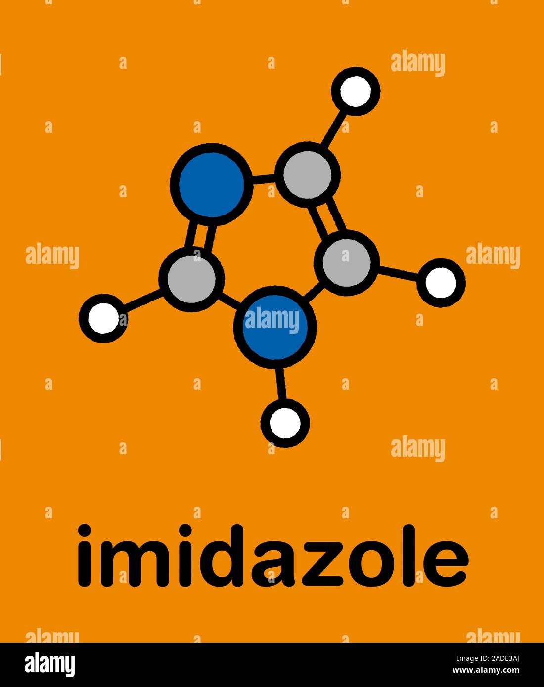 Imidazole organic heterocyclic molecule. Stylized skeletal formula (chemical structure). Atoms ...