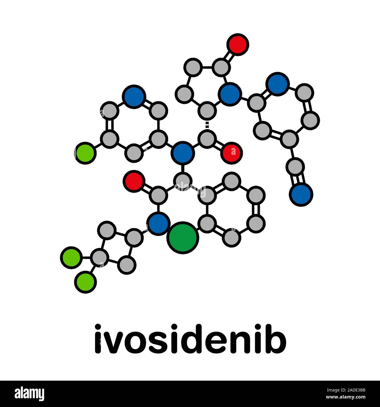 Ivosidenib cancer drug molecule. Stylized skeletal formula (chemical ...