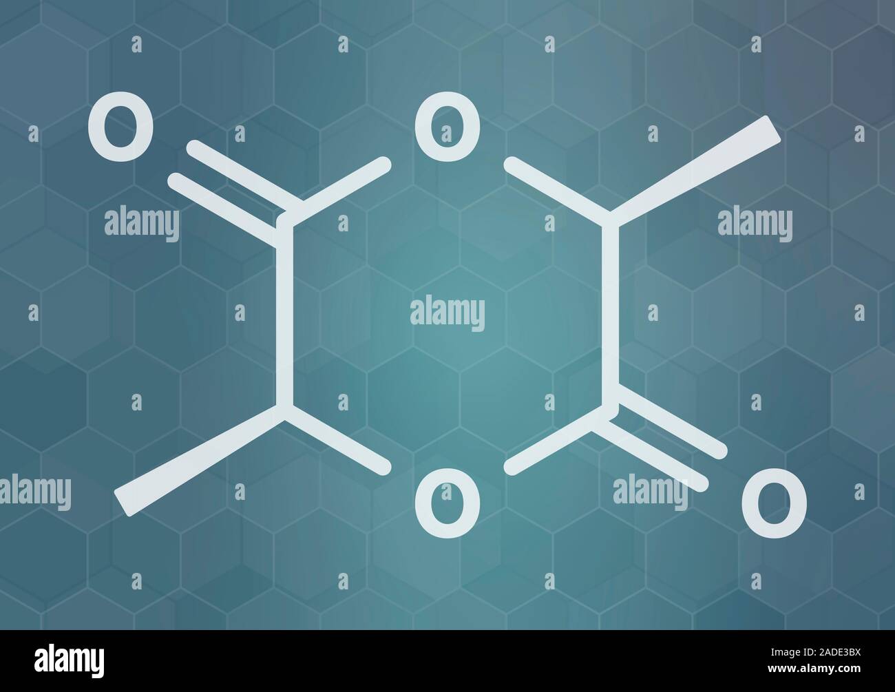 L-lactide PLA precursor molecule. Used in synthesis of polymeric ...
