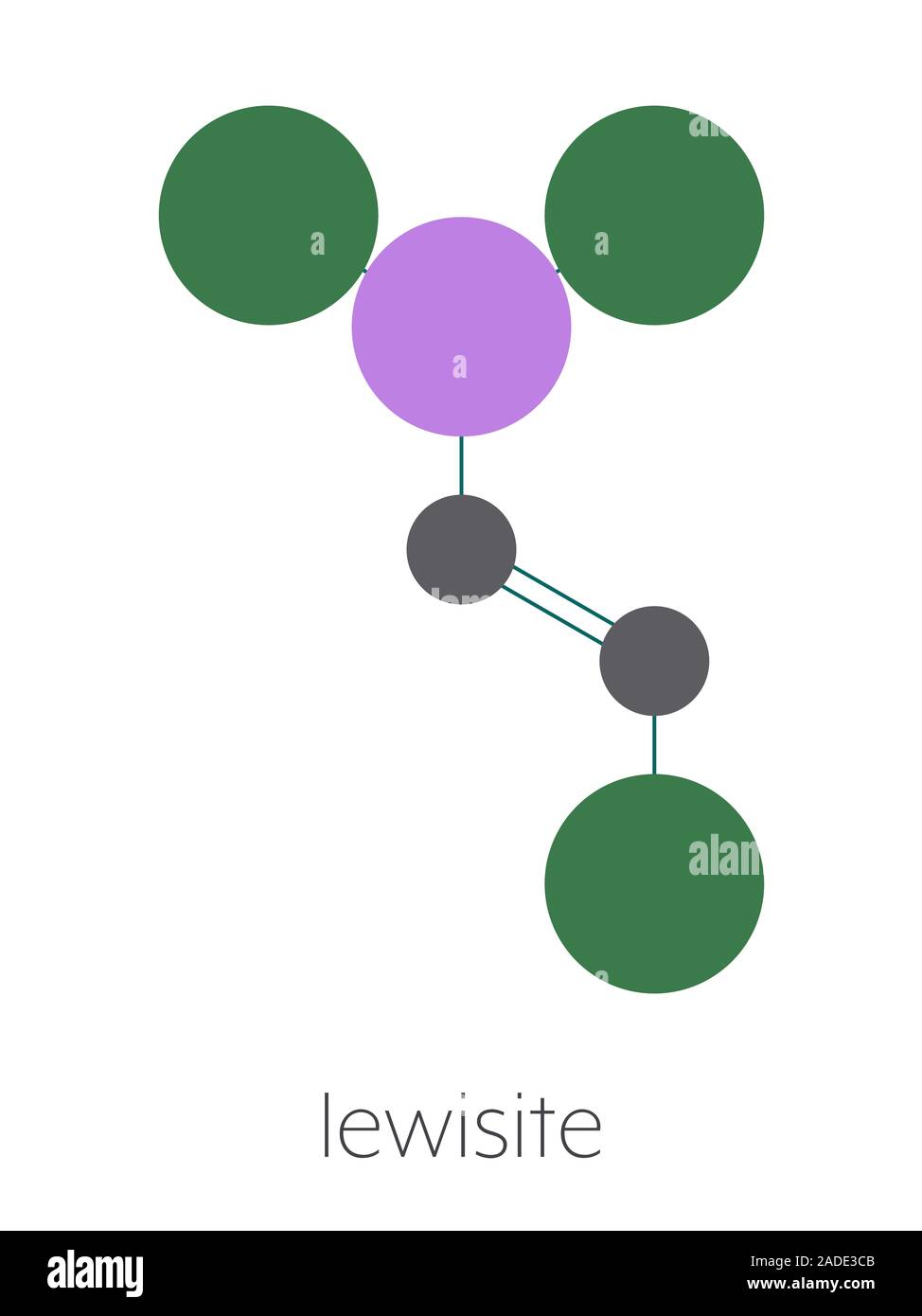 Lewisite chemical weapon molecule. Stylized skeletal formula (chemical ...