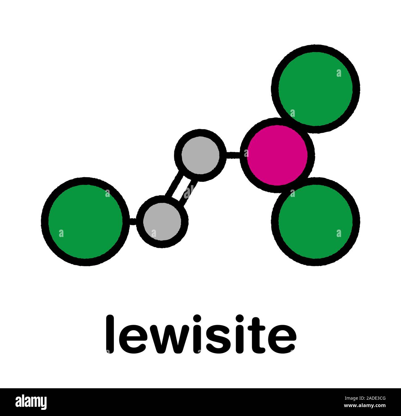 Lewisite chemical weapon molecule. Stylized skeletal formula (chemical ...