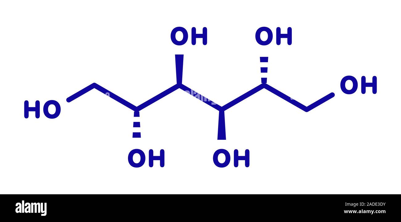 Mannitol (mannite, manna sugar) molecule. Used as sweetener, drug, etc ...