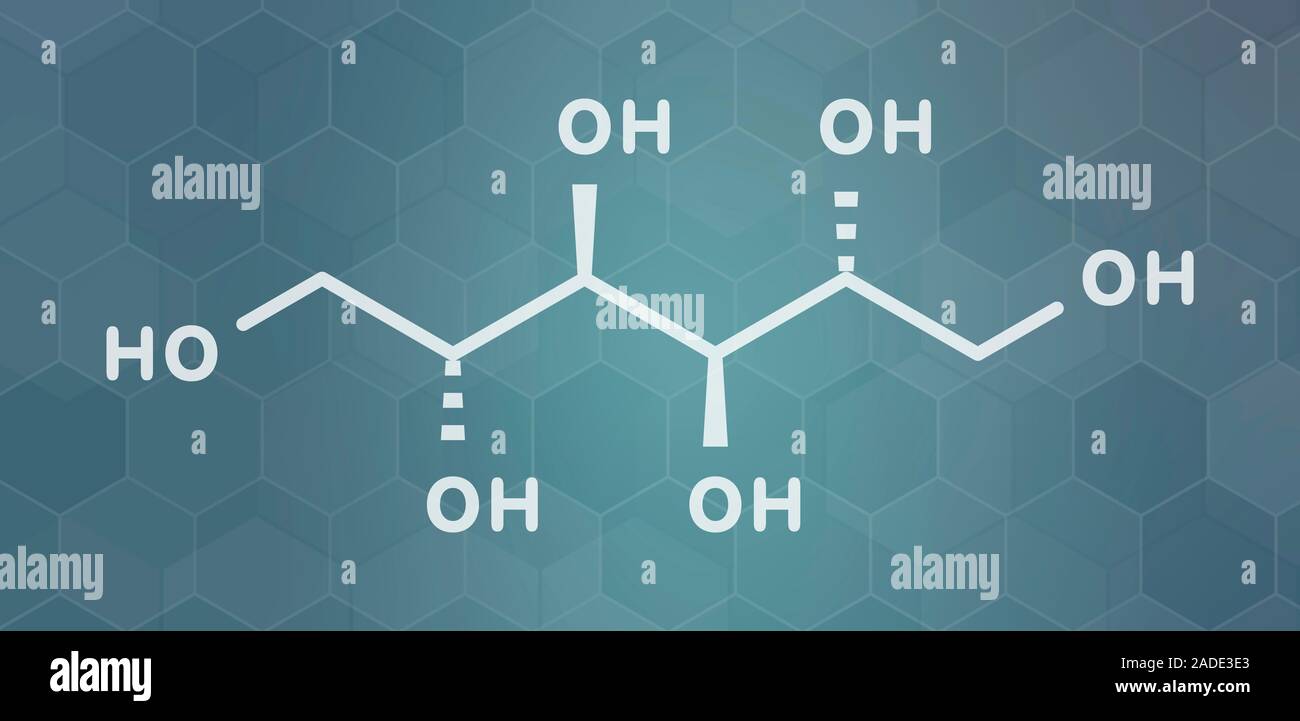 Mannitol (mannite, manna sugar) molecule. Used as sweetener, drug, etc ...