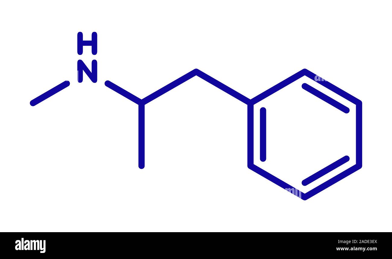 Methamphetamine (crystal meth, methamfetamine) stimulant drug molecule ...