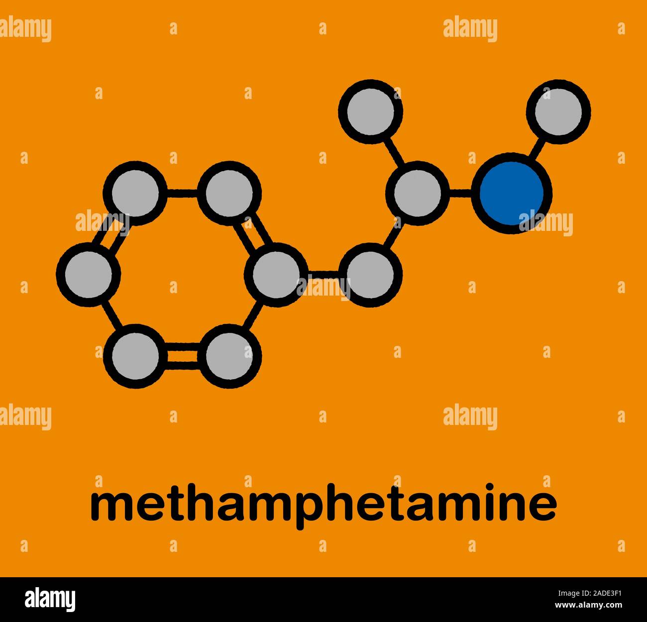 Methamphetamine (crystal meth, methamfetamine) stimulant drug molecule ...