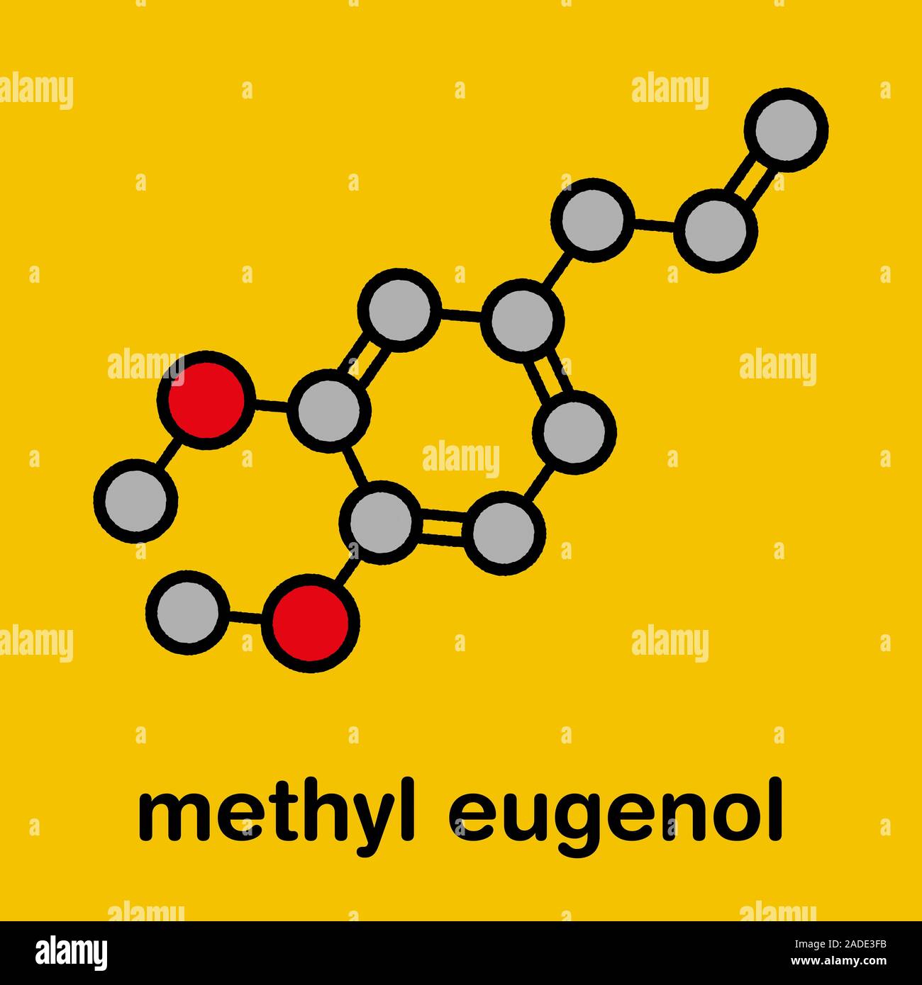 Methyl eugenol molecule. Stylized skeletal formula (chemical structure ...