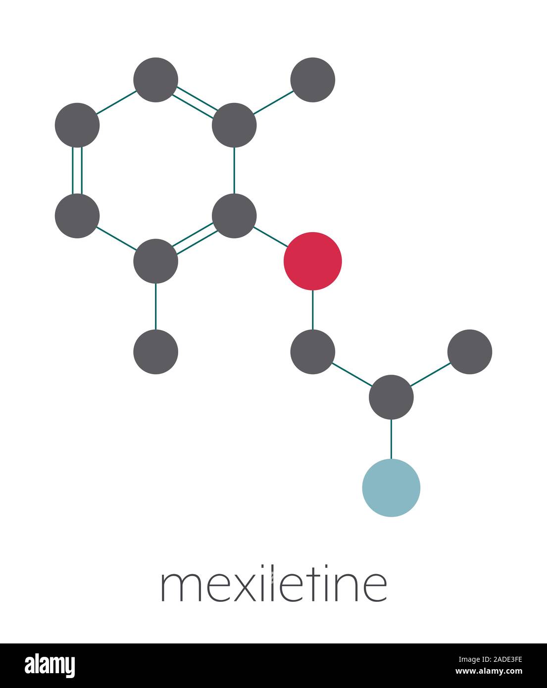 Mexiletine drug molecule. Stylized skeletal formula (chemical structure ...