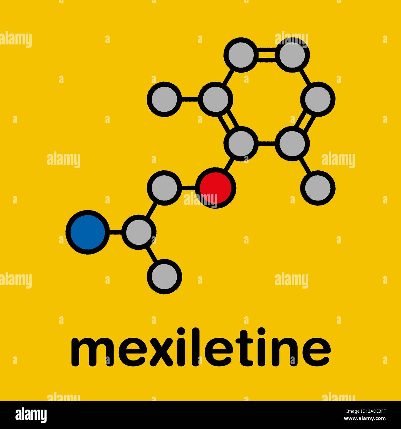 Mexiletine drug molecule. Stylized skeletal formula (chemical structure ...