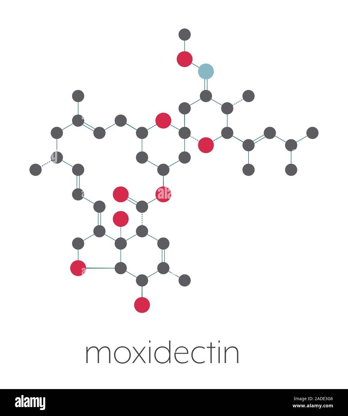 Moxidectin anthelmintic drug molecule. Stylized skeletal formula ...
