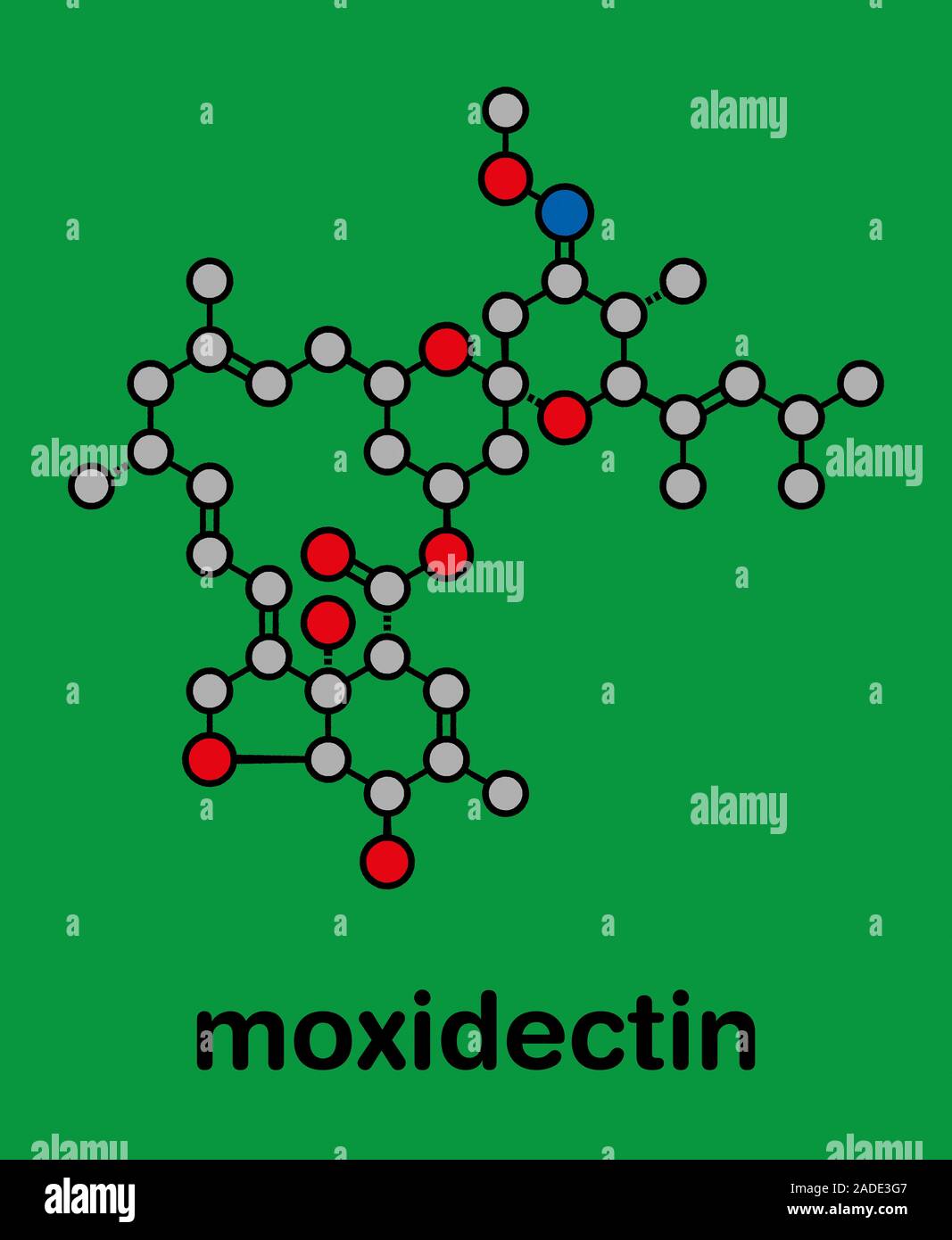Moxidectin anthelmintic drug molecule. Stylized skeletal formula ...