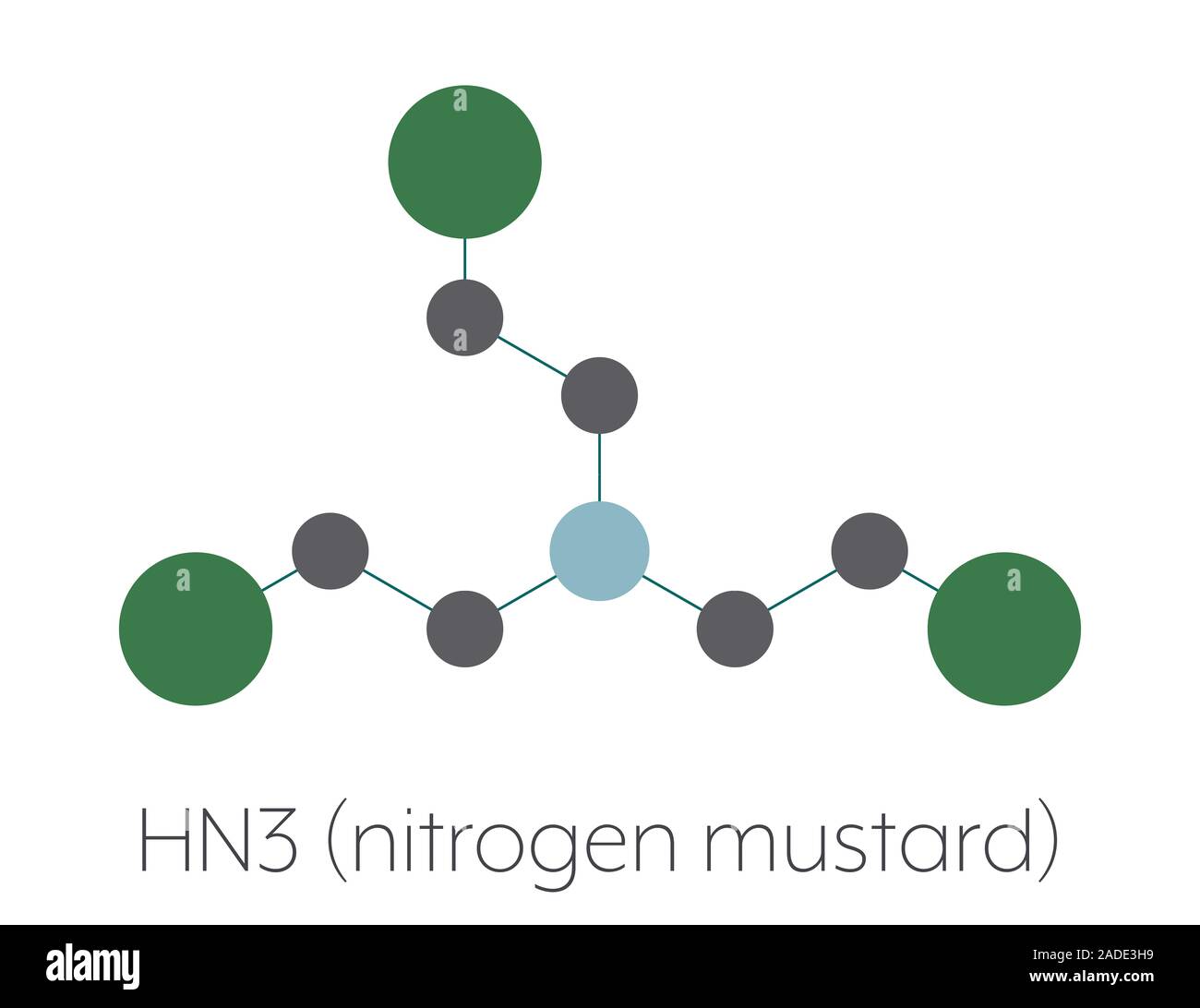Nitrogen mustard HN-3 molecule. Used as blister agent (chemical warfare ...