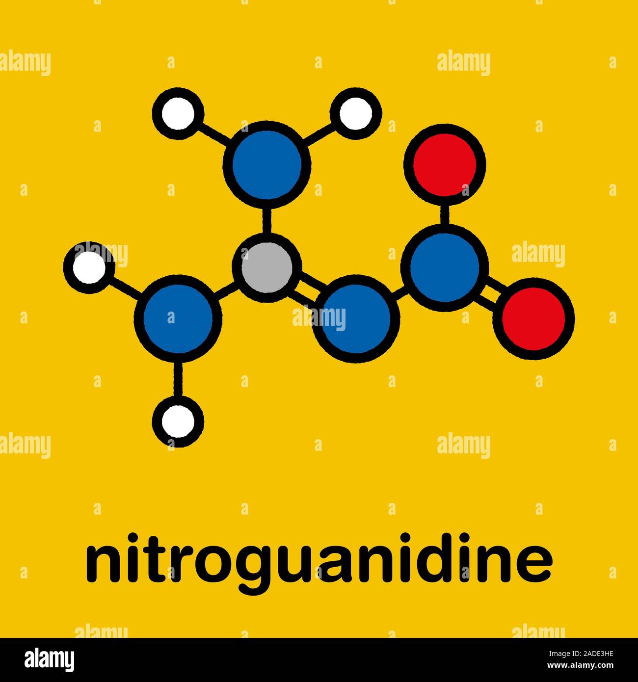 Nitroguanidine explosive molecule. Stylized skeletal formula (chemical ...