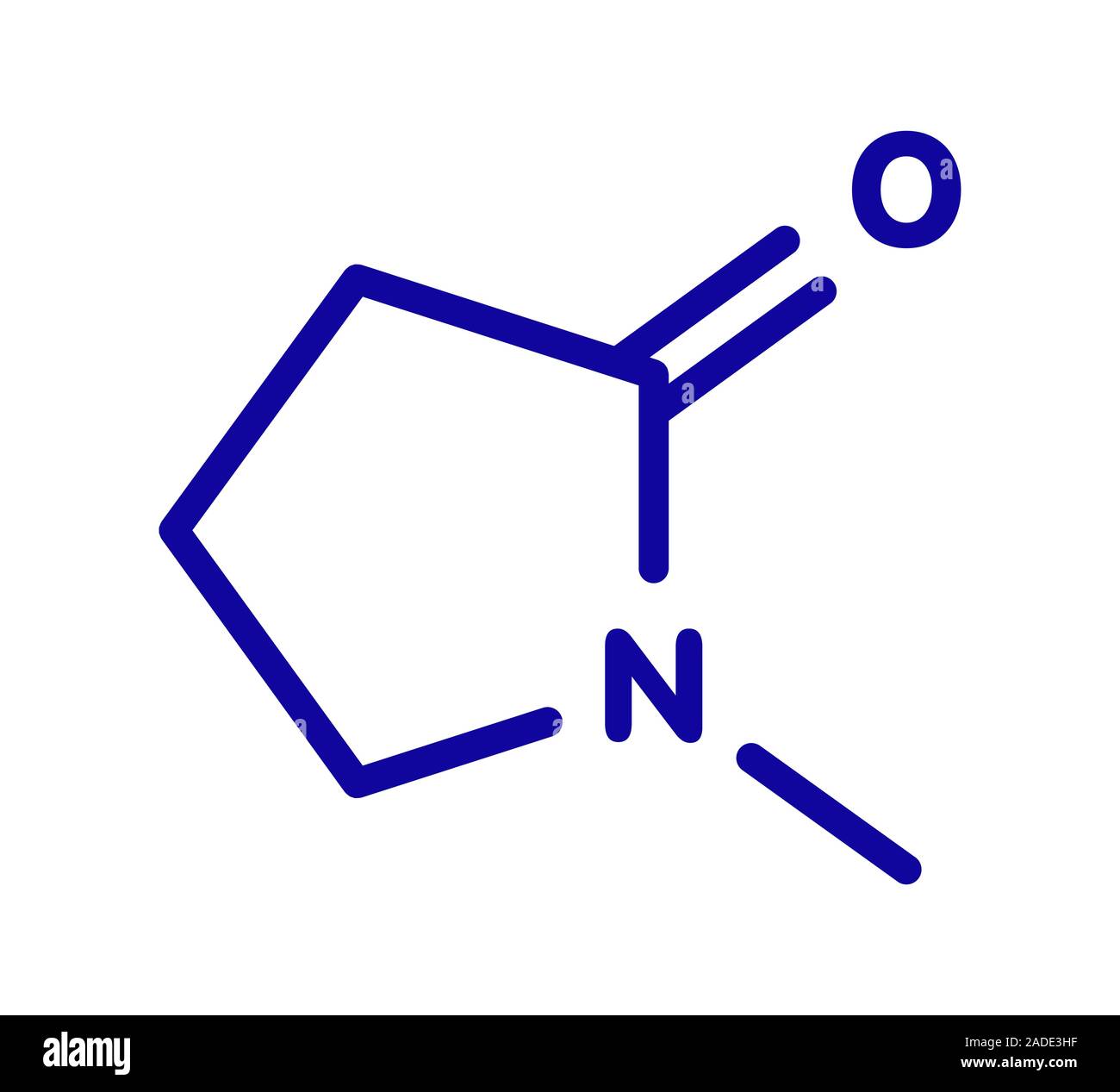 N-methyl-2-pyrrolidone (NMP) chemical solvent molecule. Blue skeletal ...