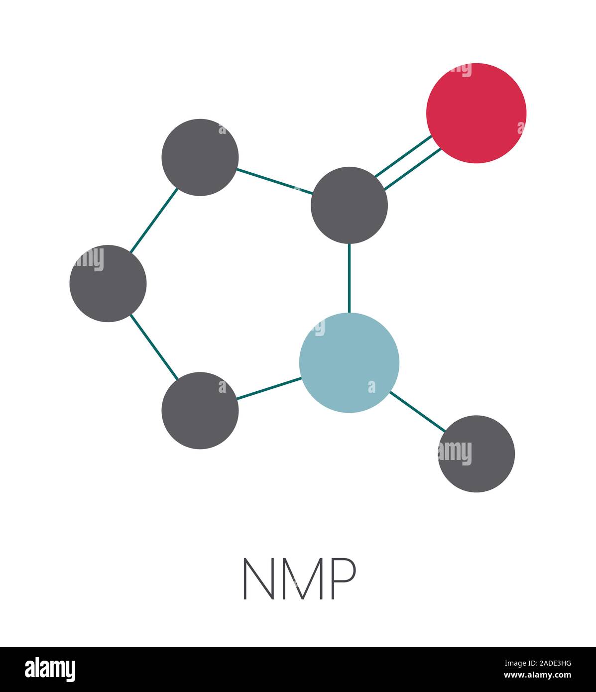 N-methyl-2-pyrrolidone (NMP) chemical solvent molecule. Stylized ...