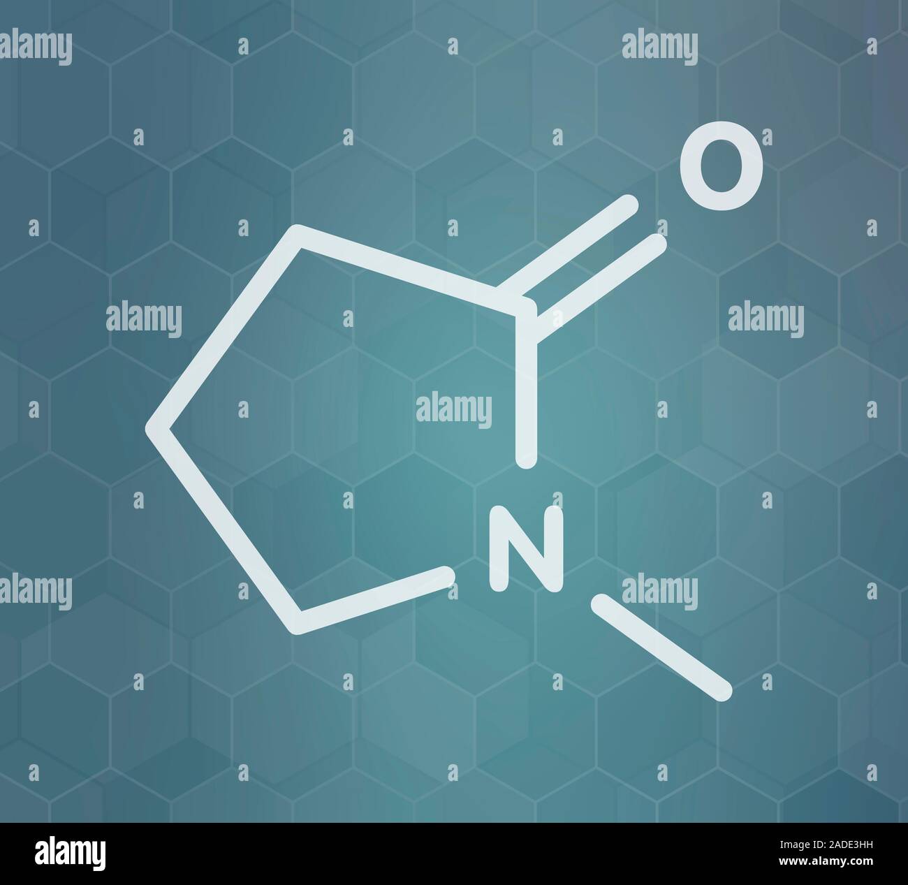 N-methyl-2-pyrrolidone (NMP) chemical solvent molecule. White skeletal ...